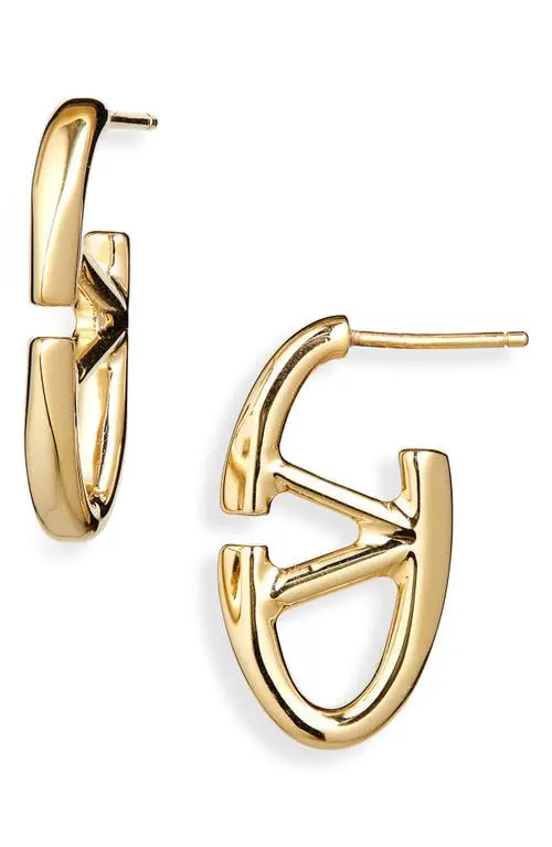 Valentino Garavani The Bold Edition Vlogo Hoop Earrings In Cs4 Oro